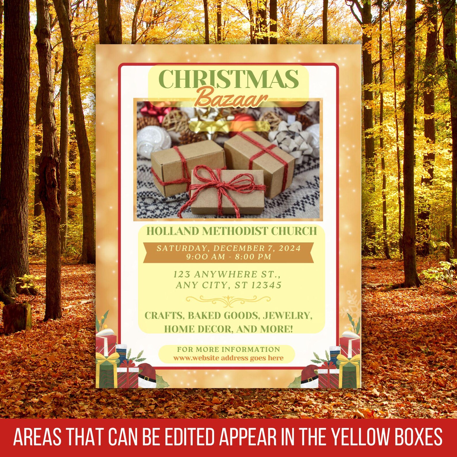 Christmas Bazaar Flyer Bundle Canva Editable Templates Neighbor Church ...
