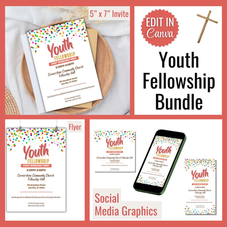 Weekly Youth Fellowship Bundle Printable Promotion Templates, Flyer ...