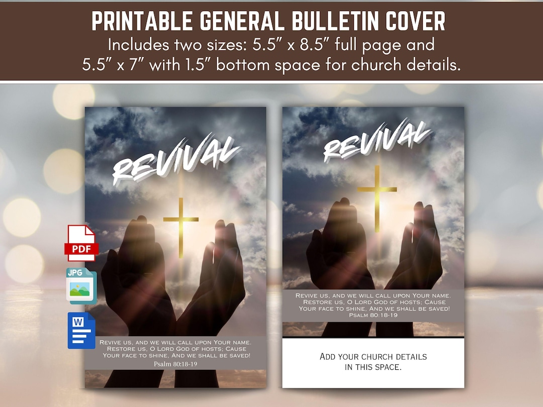 Church Revival Worship Bulletin Art Cover, Bible Verse From Psalm 80:18 ...