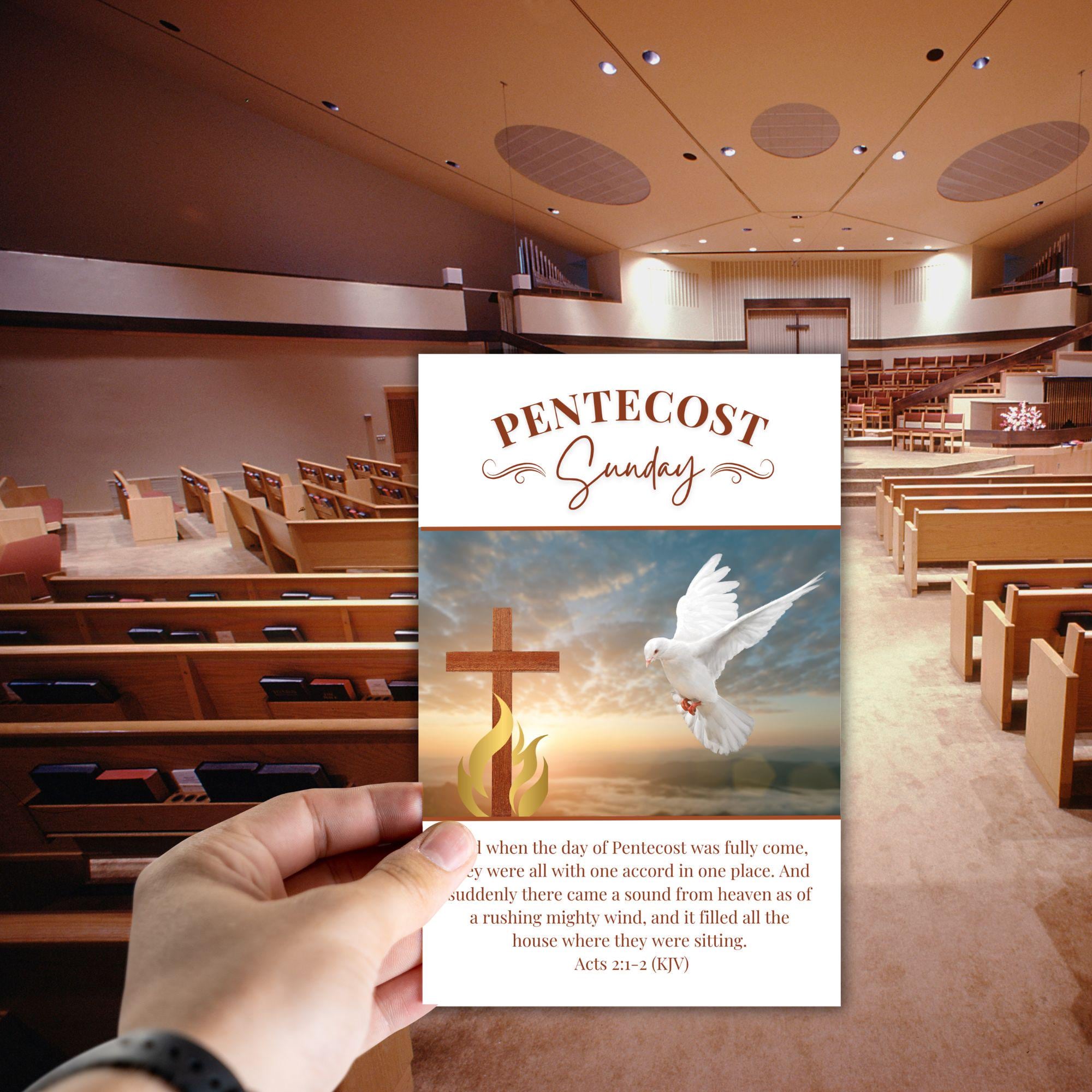 Pentecost Sunday Church Bulletin Art Cover Acts 2:1-2 KJV They Heard a ...