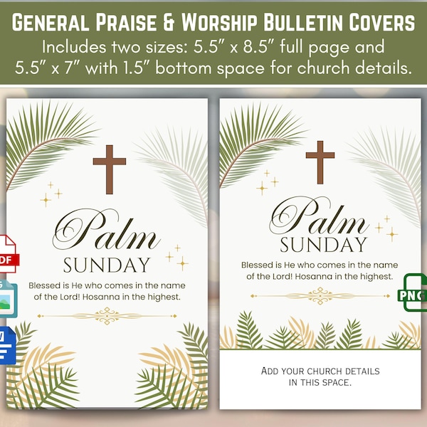 Palm Sunday Church Bulletin Cover - Etsy