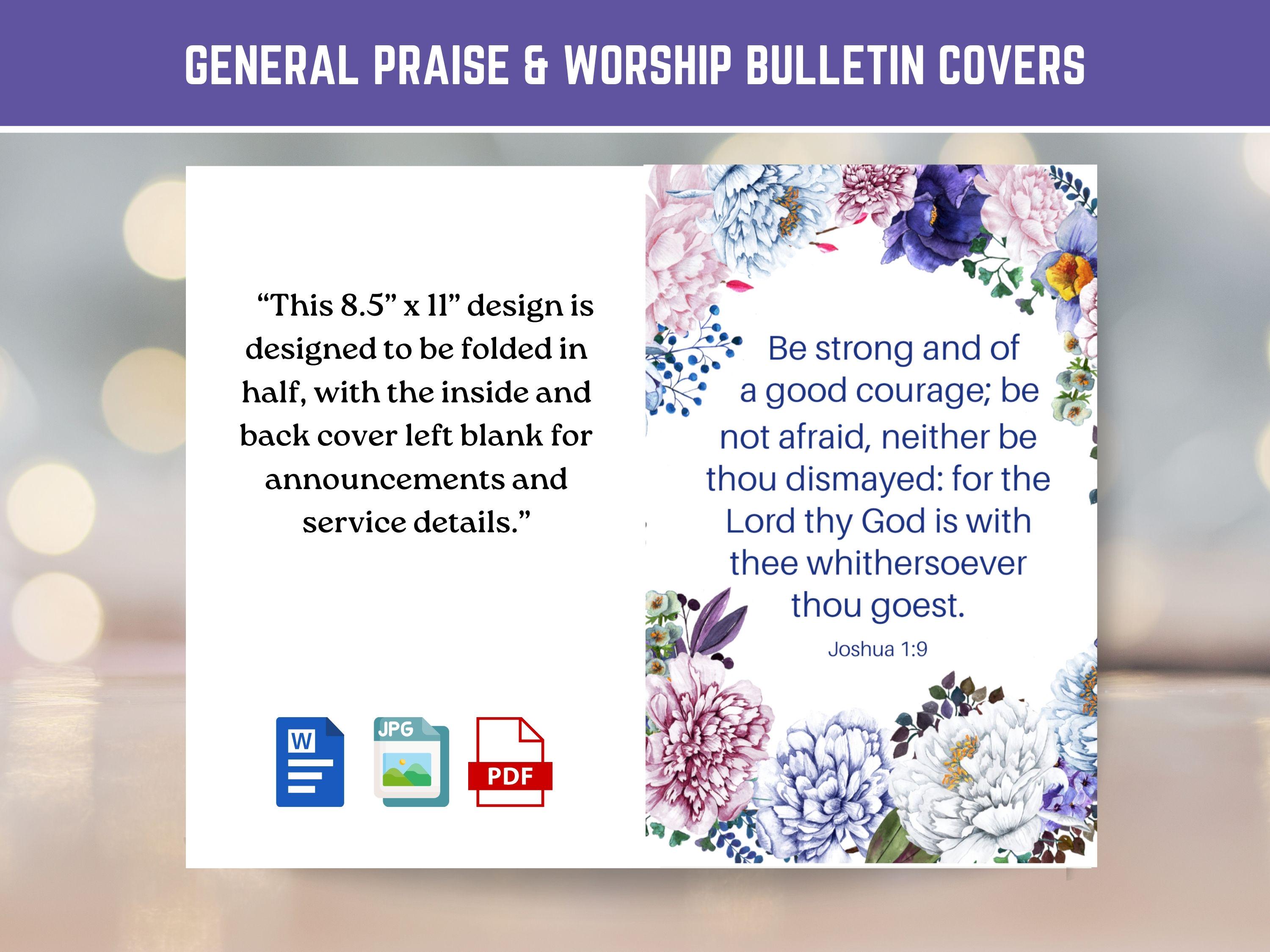 General Church Bulletin Art Cover KJV Bible Verse: Be Strong & of ...