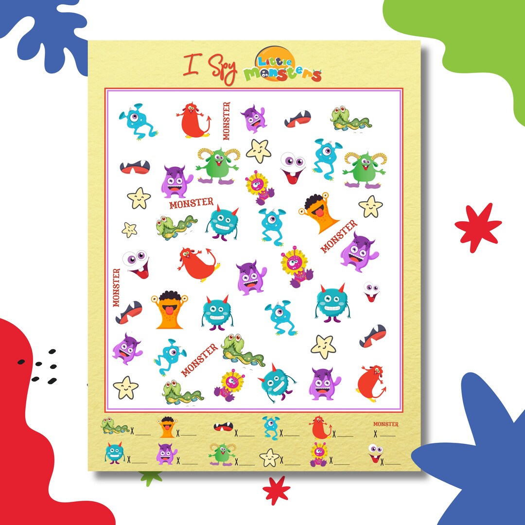 I Spy Little Monsters Activity Sheet Fun I Spy Monster Game for Kids ...
