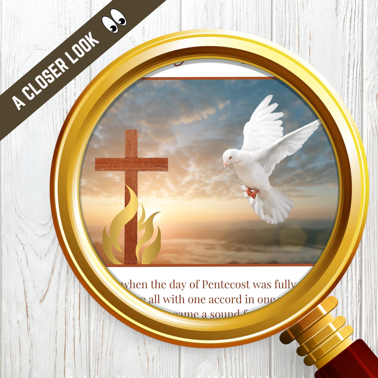 Pentecost Sunday Church Bulletin Art Cover Acts 2:1-2 KJV They Heard a ...