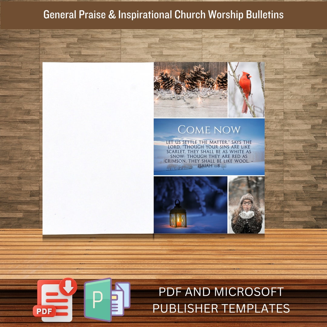 Winter Church Bulletin Cover and Template Worship Services & Events ...