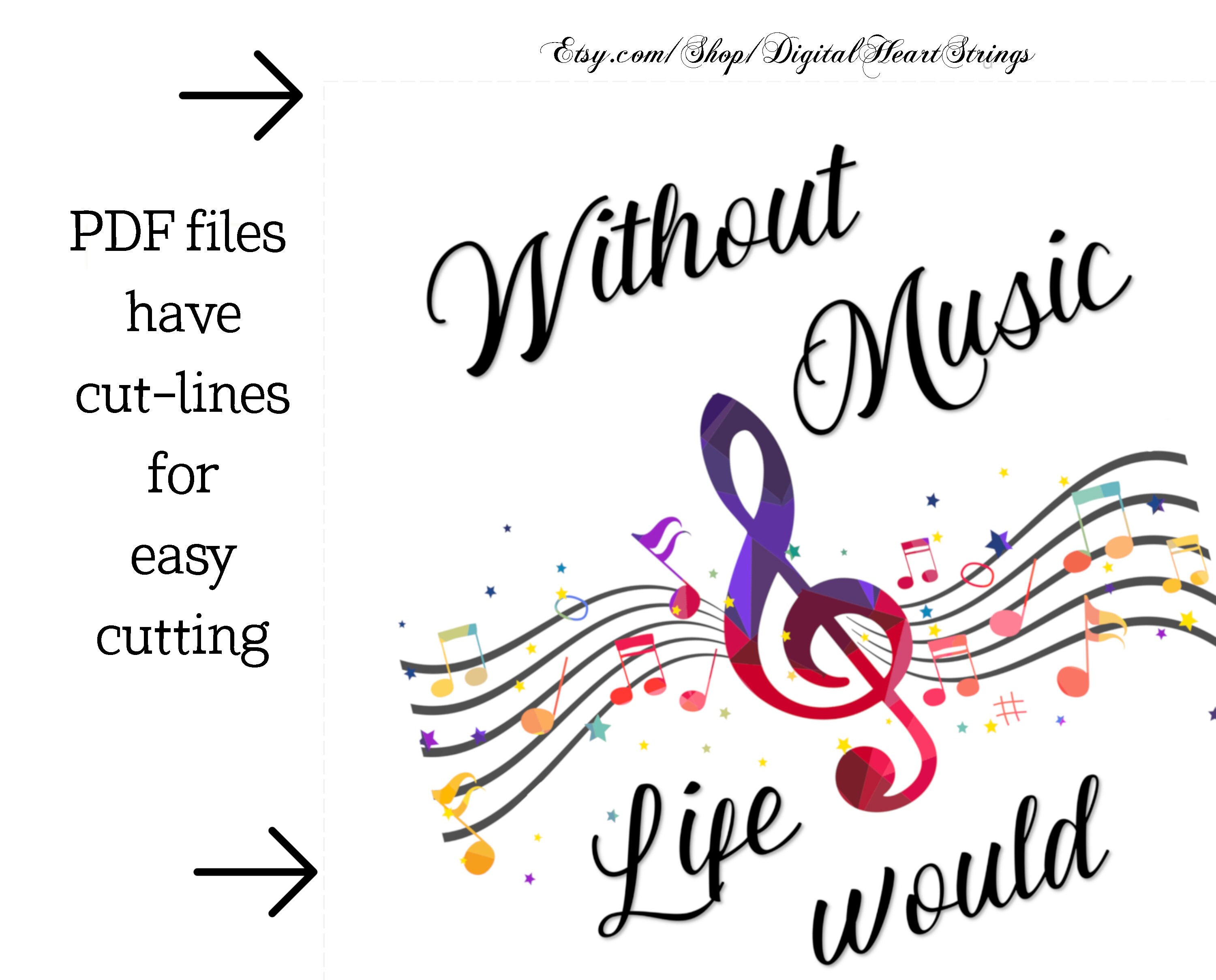 Without Music Life Would Be Flat, Printable Music Poster, Colorful ...