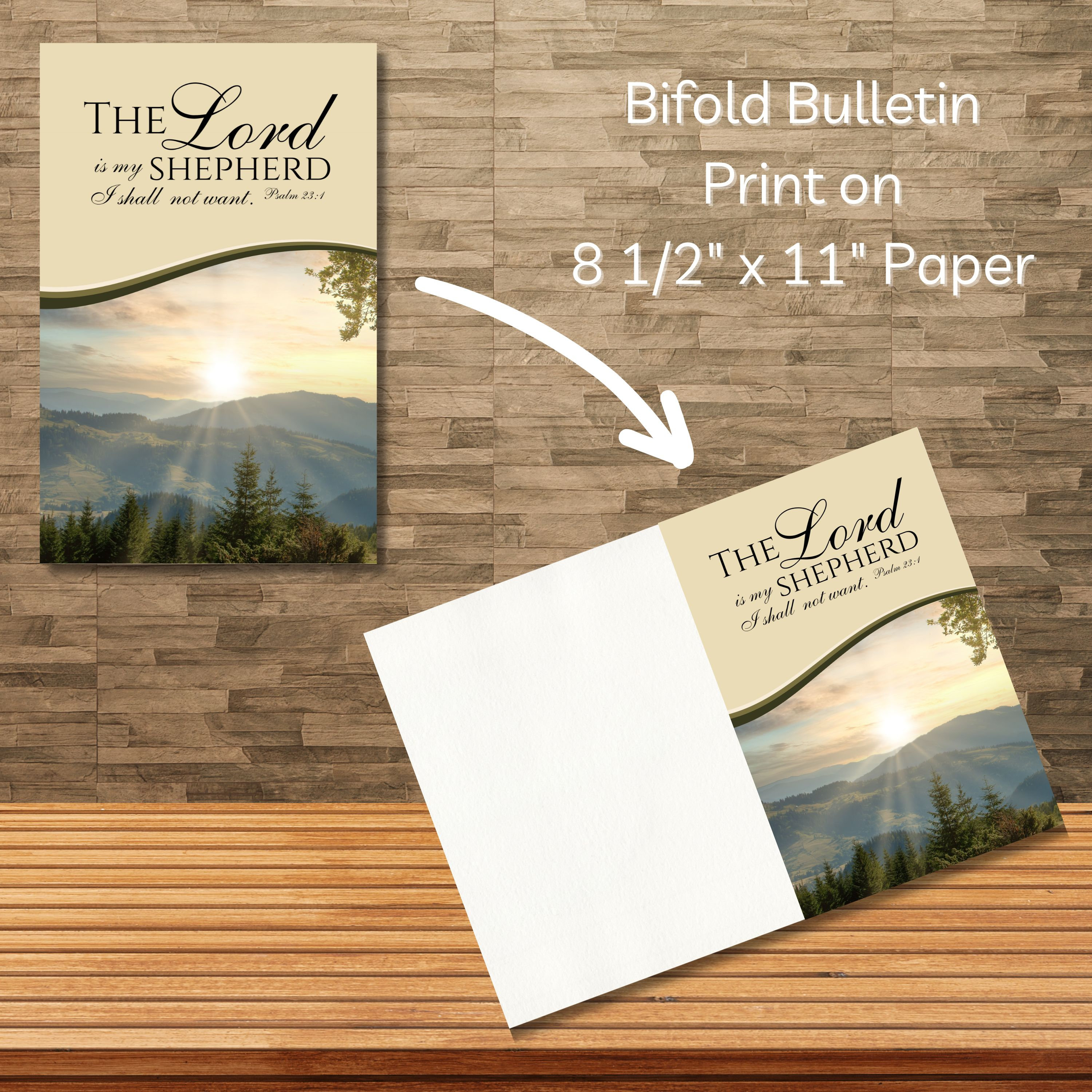 Church Bulletin Cover General Worship Services Bible Verse Psalms 23:1 ...