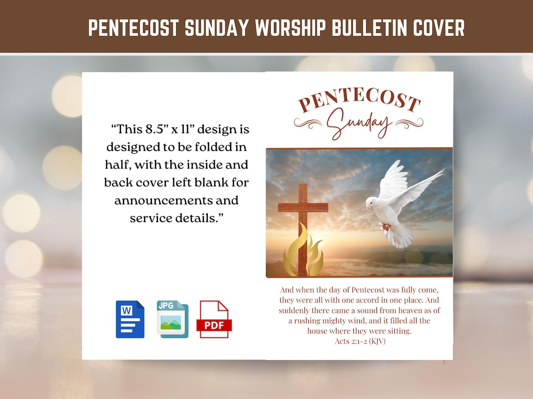 Pentecost Sunday Church Bulletin Art Cover Acts 2:1-2 KJV They Heard a ...