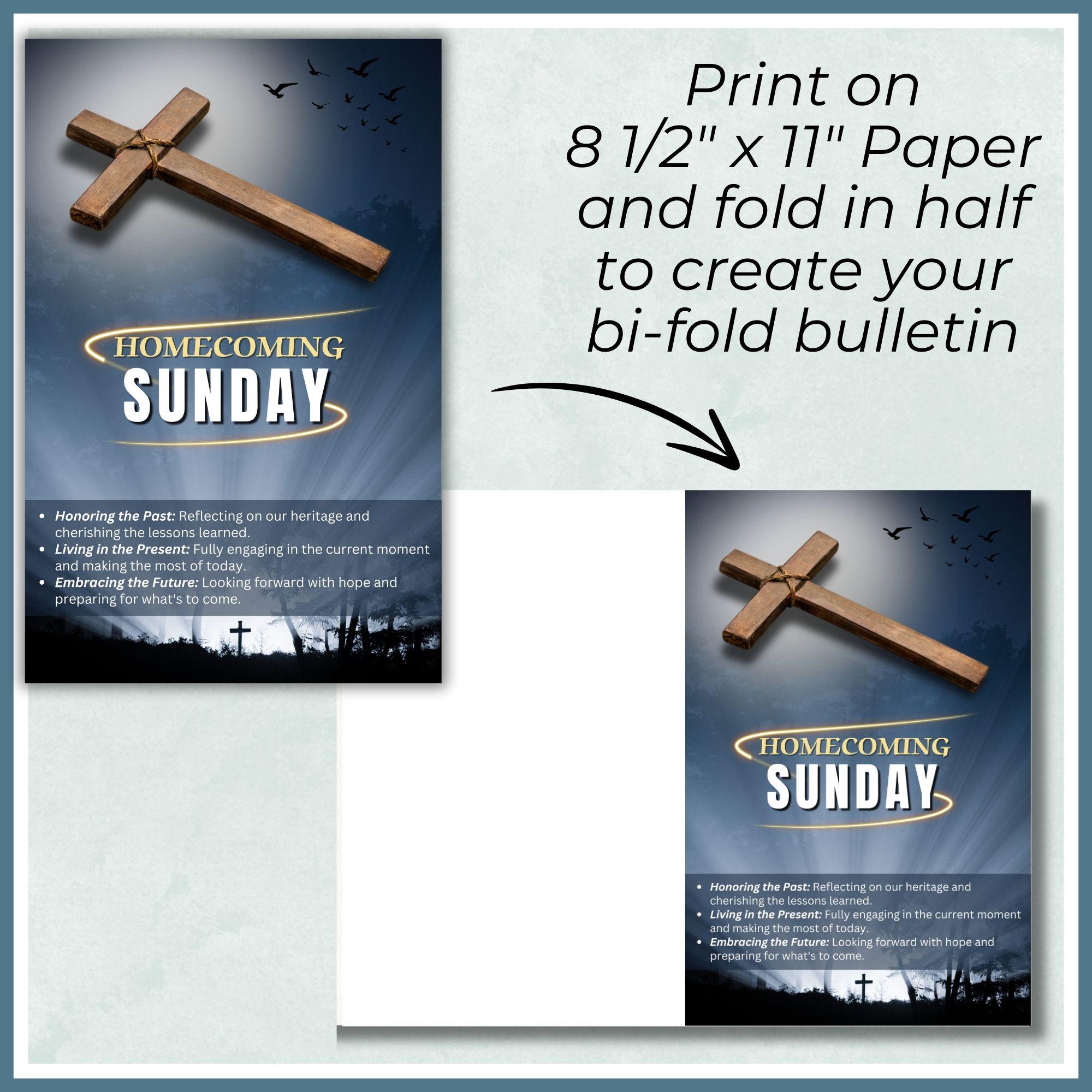 Printable Homecoming Sunday Church Bulletin Cover, Honoring Past ...