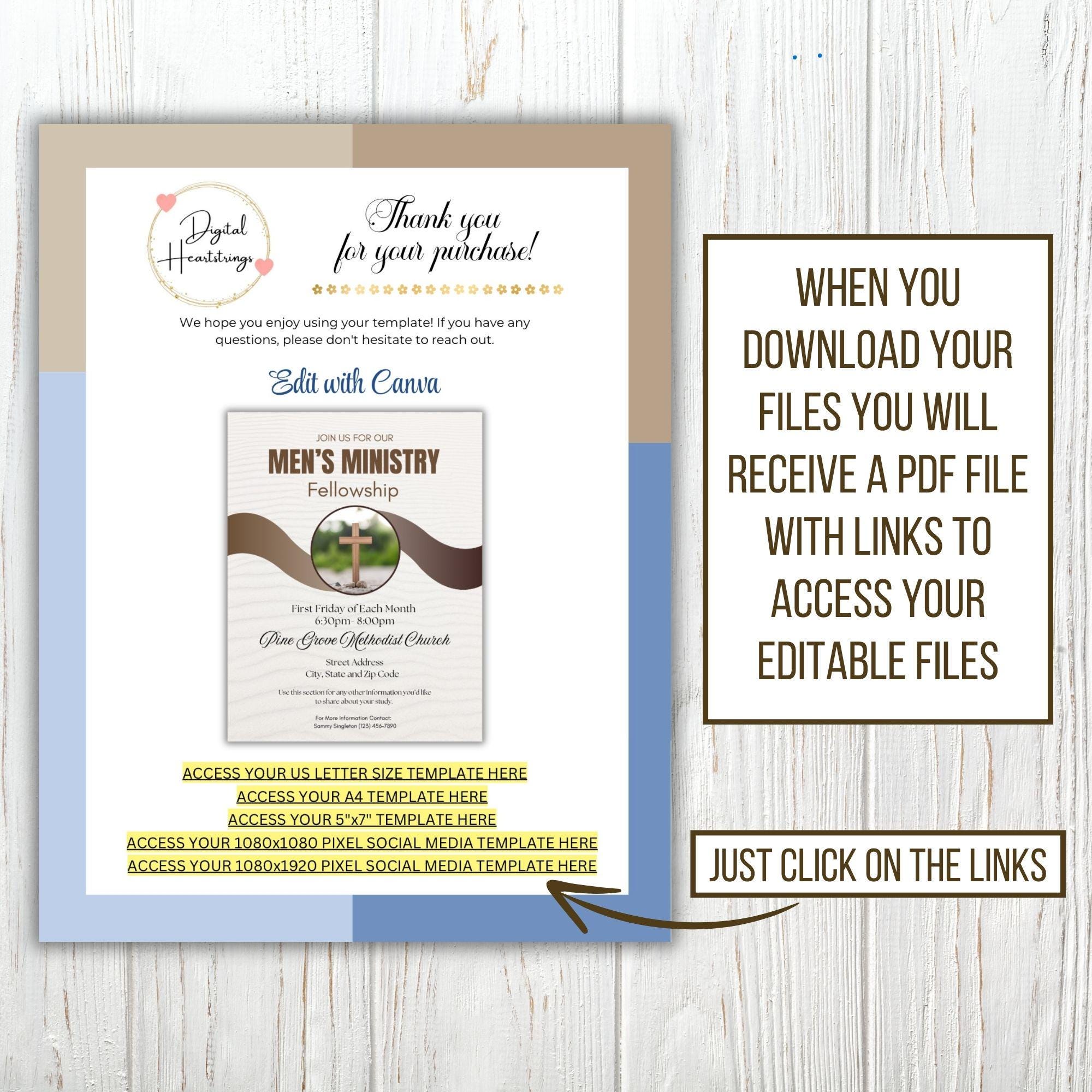 Mens Ministry Fellowship Bundle, Printable Templates Flyers Invites ...