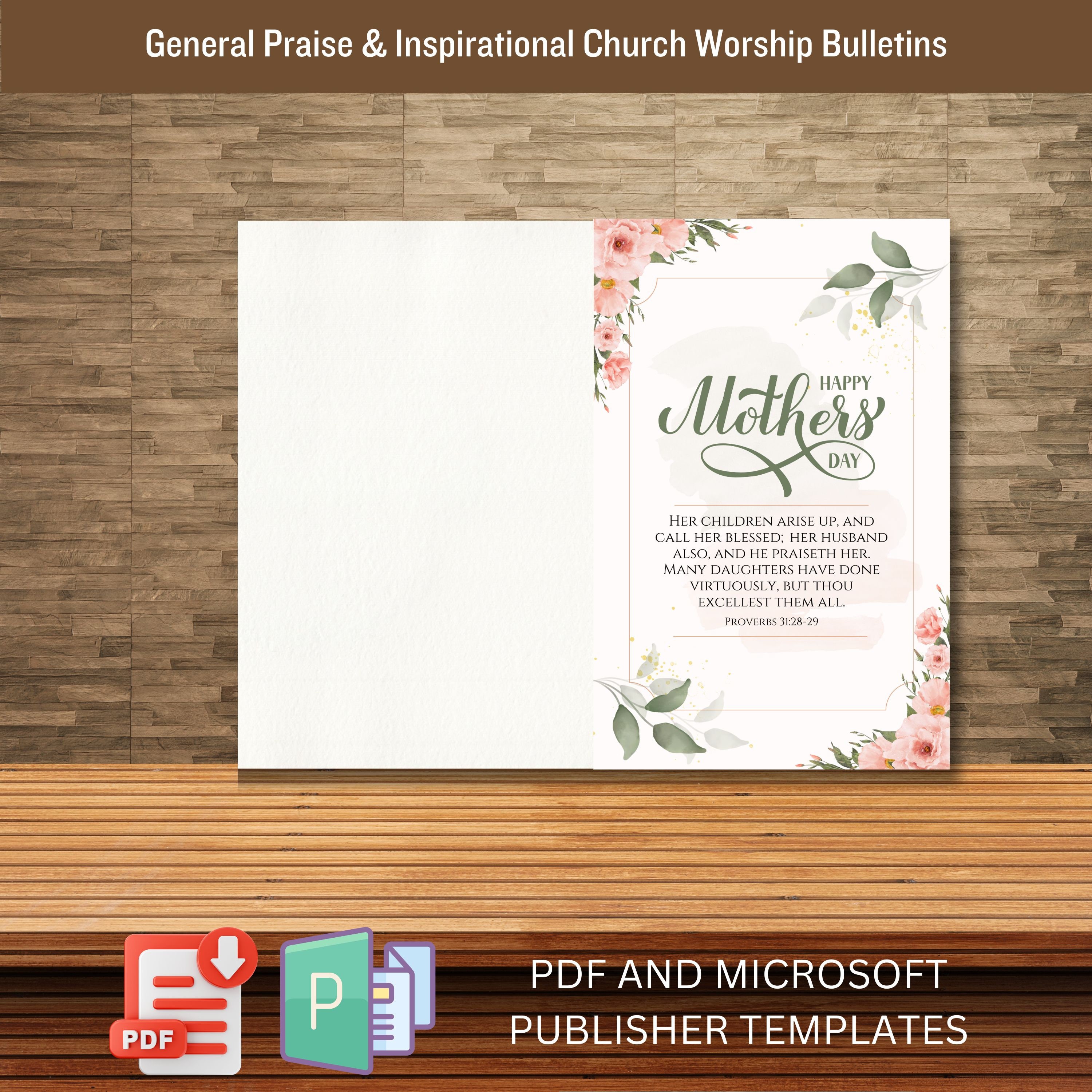 Mothers Day Church Bulletin Cover and Template Features Proverbs 31:28 ... Mothers Day Church Bulletin Cover and Template Features Proverbs 31:28 ...