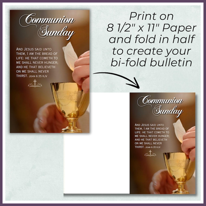 Communion Sunday Church Bulletin Cover Art, Verse John 6:35 the Bread ...