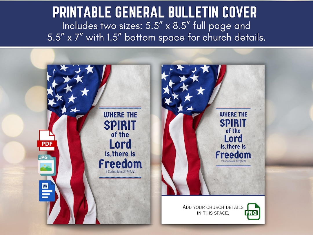 Patriotic Church Bulletin Cover Where the Spirit of the Lord Is, There ...