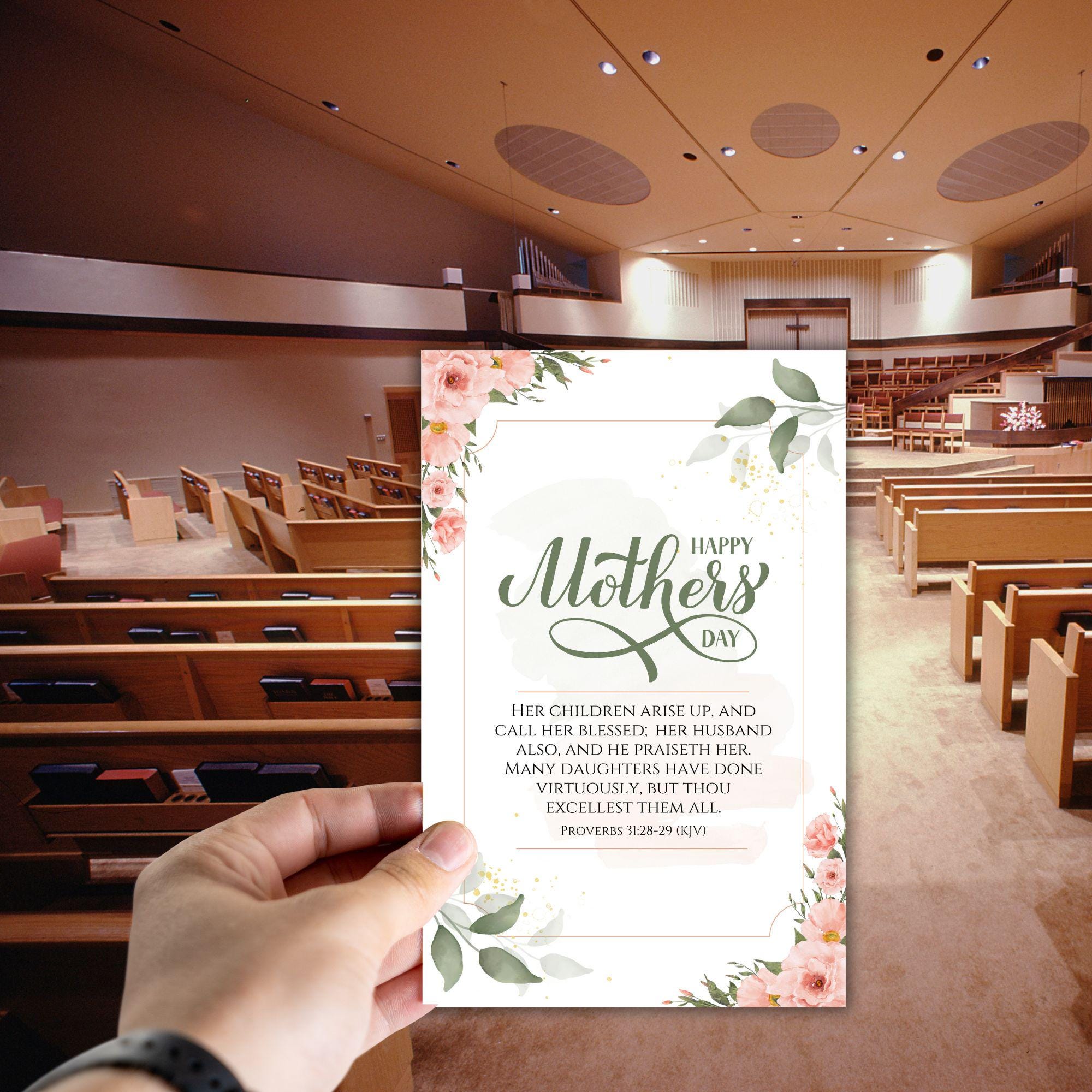 Mother's Day Church Bulletin Cover Art, Watercolor Flowers, Proverbs 31 ...