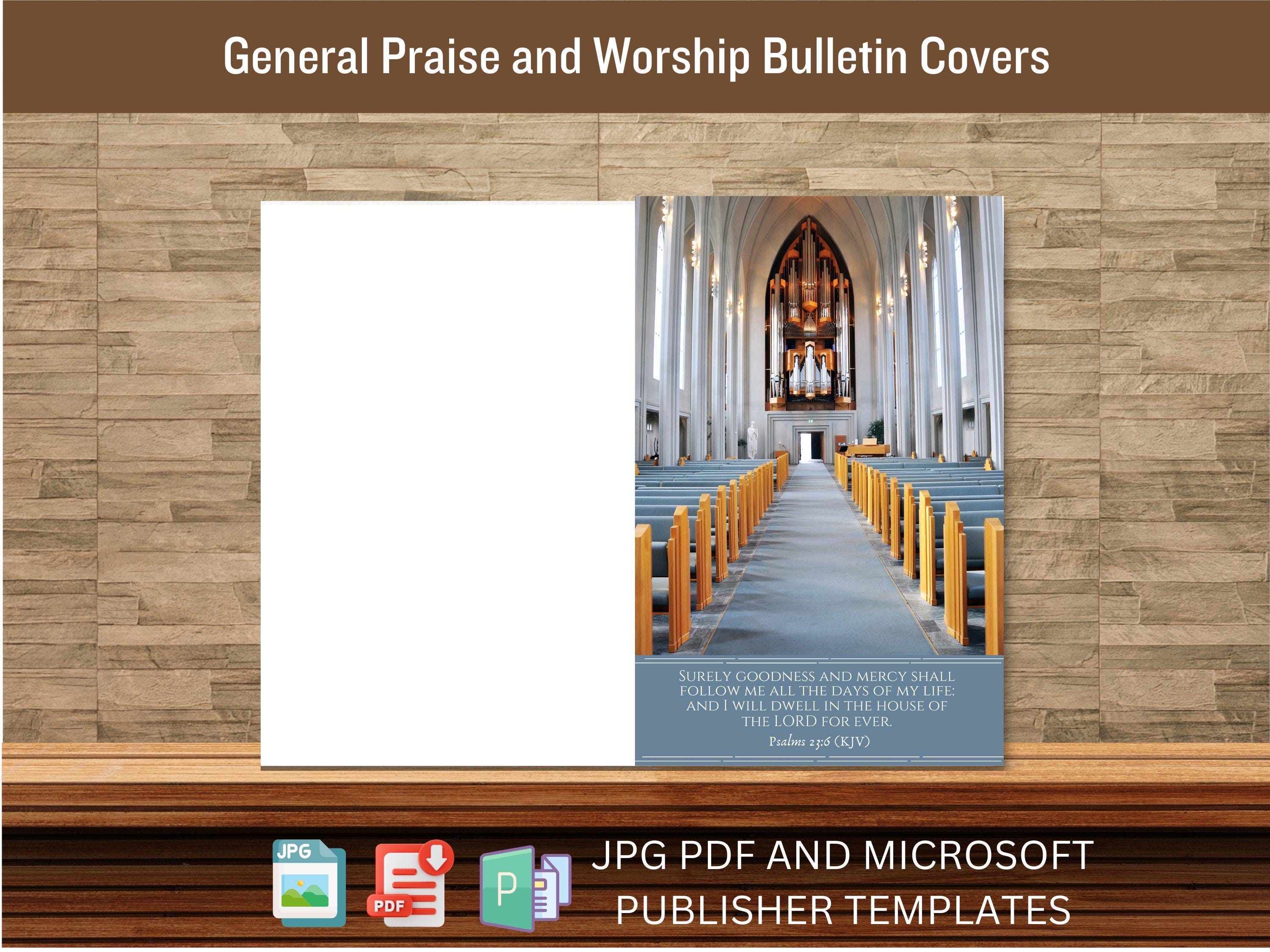 Church Bulletin Cover for Worship Services or Homecoming, Bible Verse ...