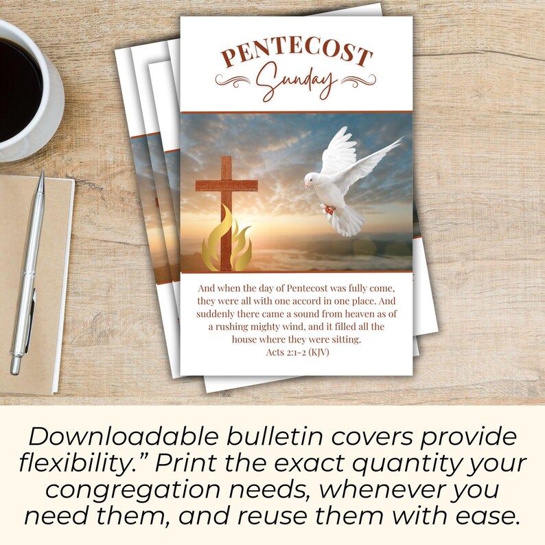 Pentecost Sunday Church Bulletin Art Cover Acts 2:1-2 KJV They Heard a ...