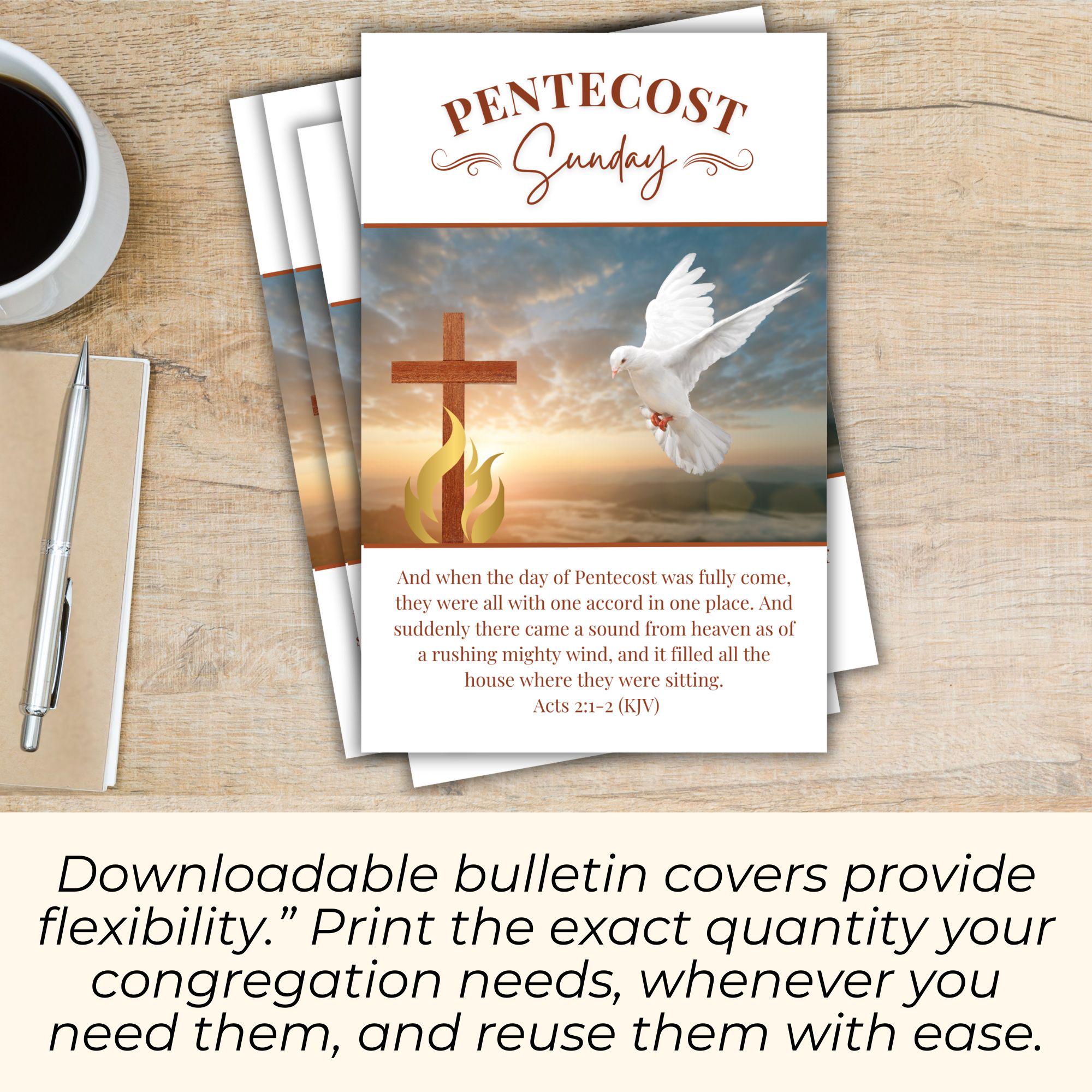 Pentecost Sunday Church Bulletin Art Cover Acts 2:1-2 KJV They Heard a ...