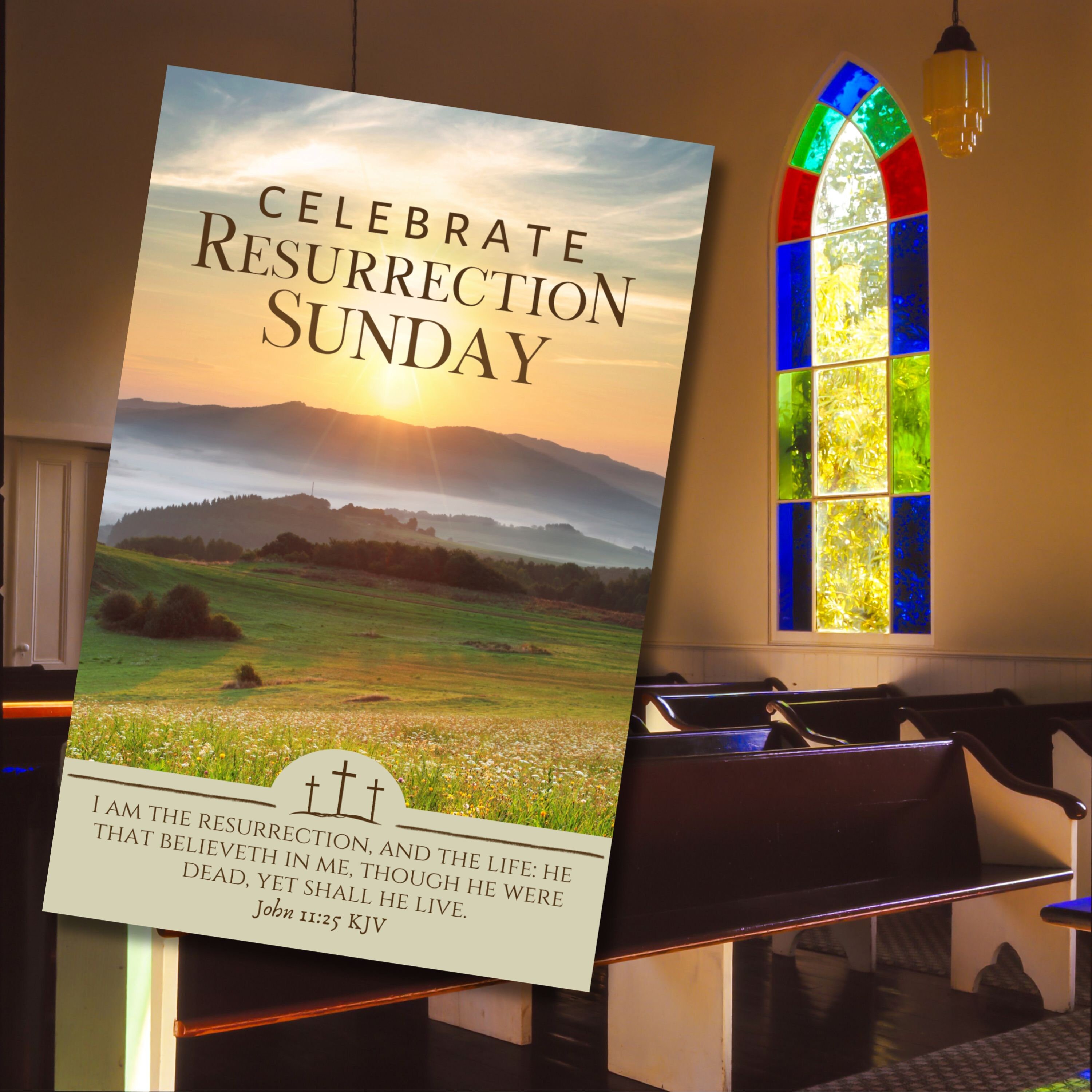 Easter Sunday Church Program Bulletin Cover Celebrate Resurrection ...