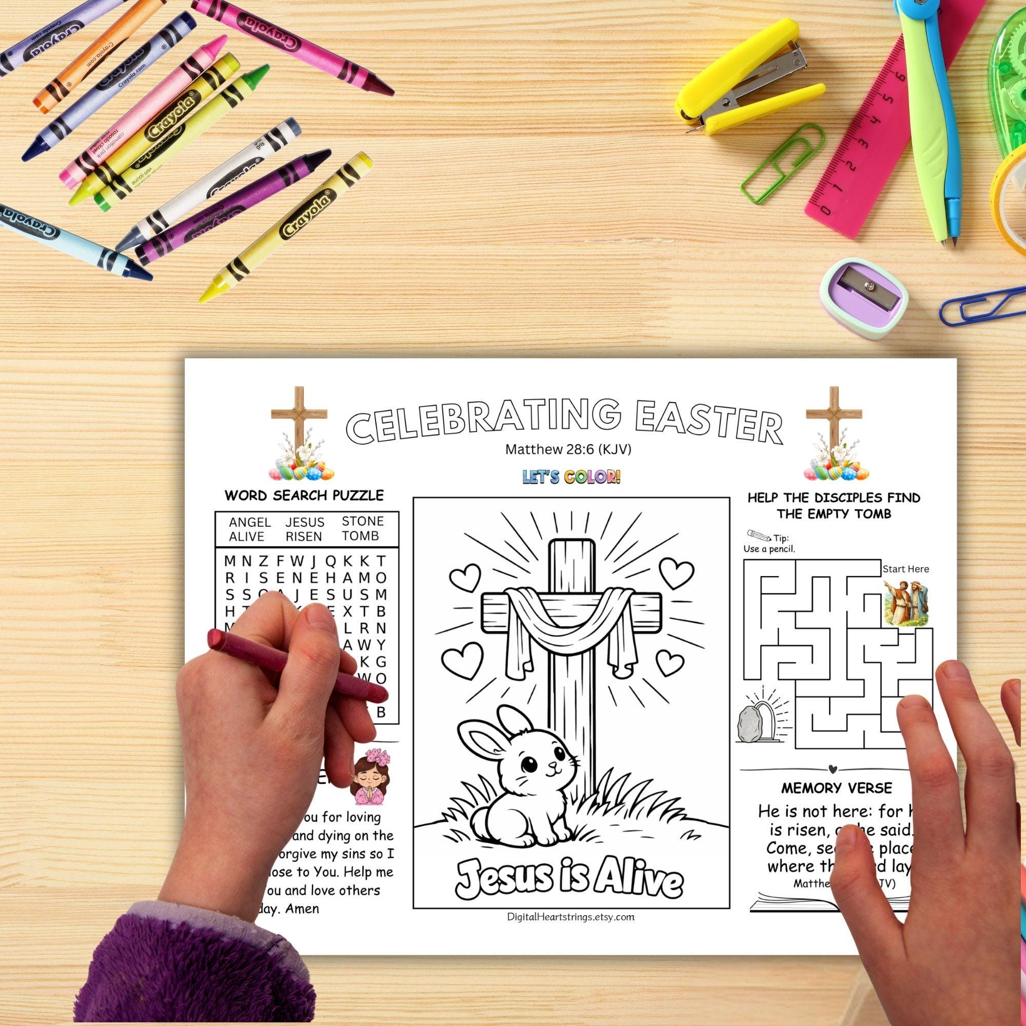 Easter Jesus is Alive Bible Activity Sheets for Kids Sunday School Home ...