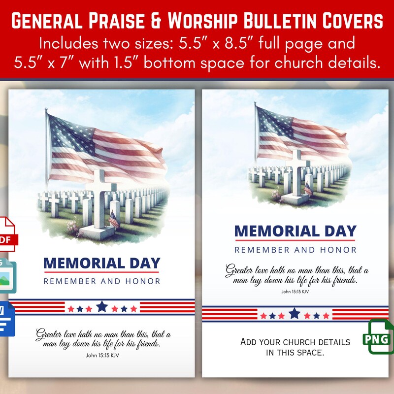 Memorial Day Bulletin Cover - Etsy
