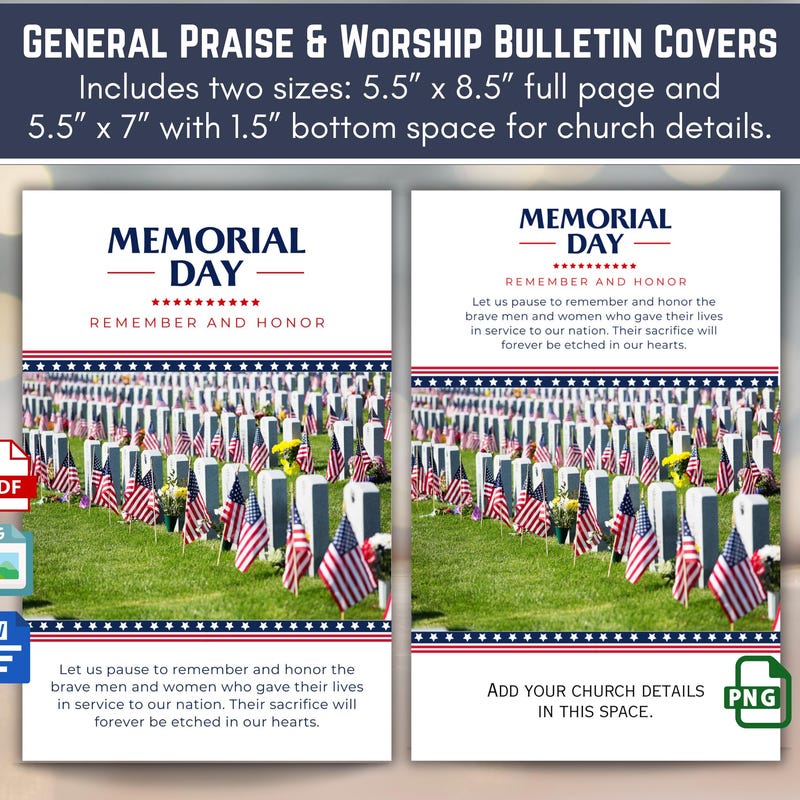 Memorial Day Bulletin Cover - Etsy