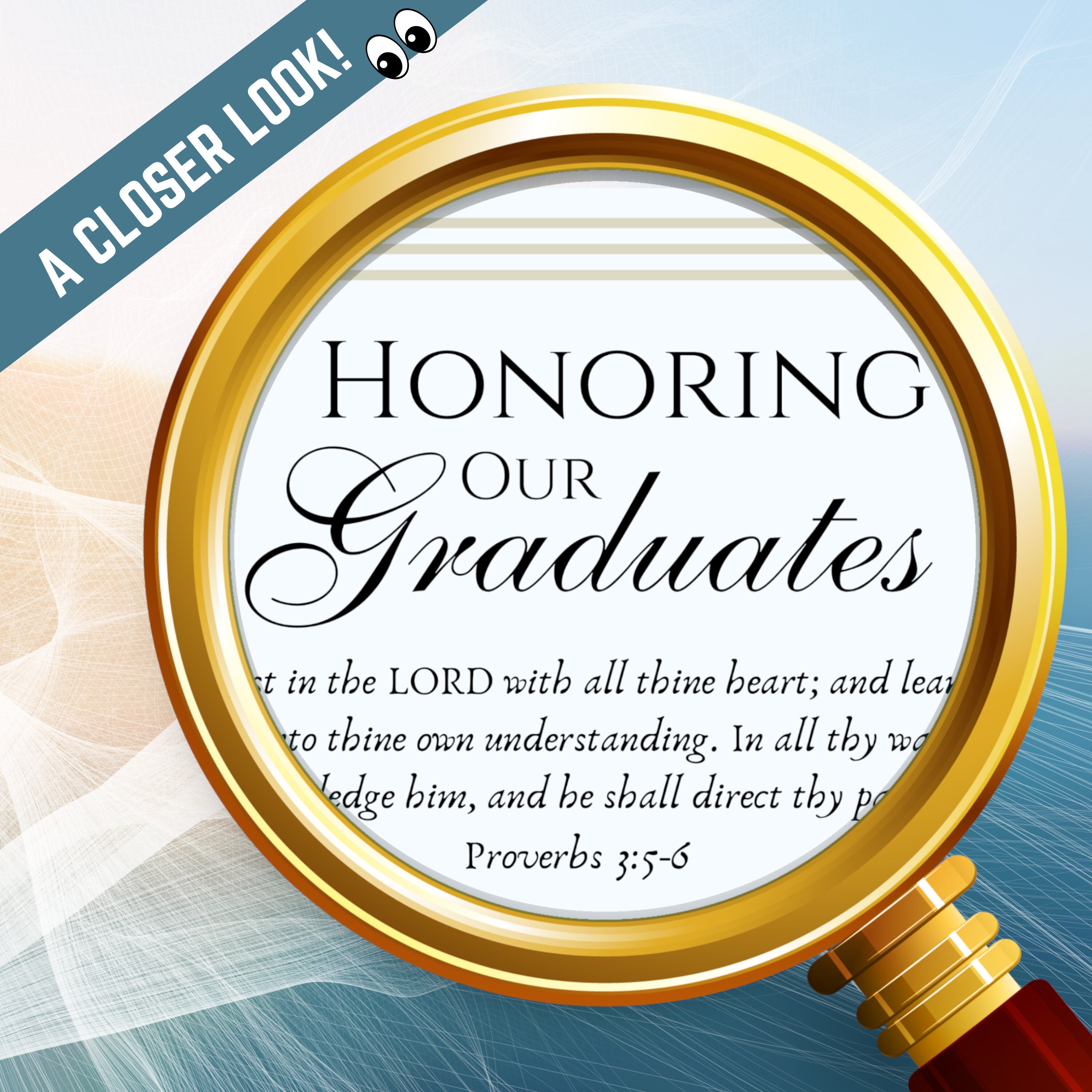 2025 Graduation Sunday Church Bulletin Art Cover, Proverbs 3:5-6 Trust ...