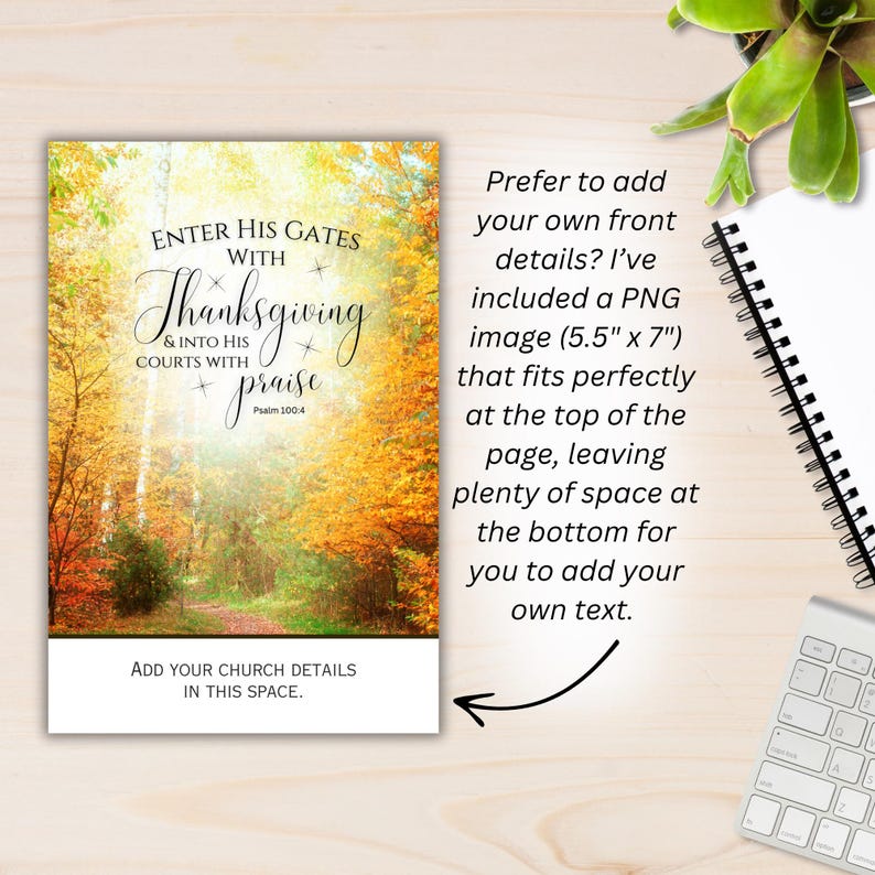 Autumn / Fall / Thanksgiving Theme Church Bulletin Cover Art Psalm 100: ...