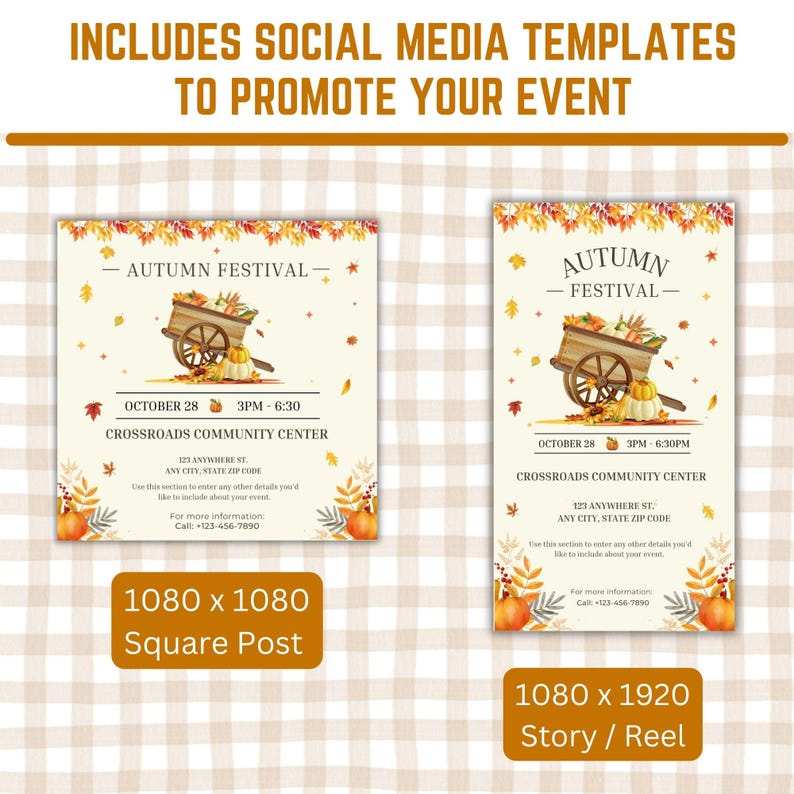 Autumn Festival Events Bundle Canva Editable Templates Neighbor Church ...