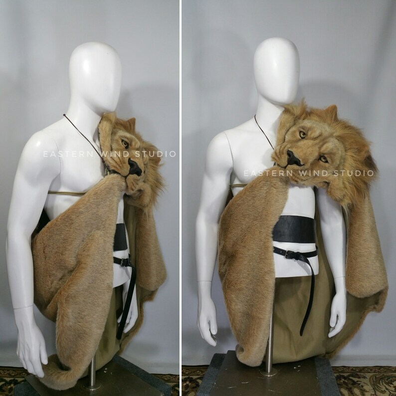 Lion skin wrap sash shawl stole rug animal friendly | Etsy