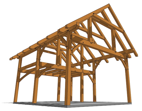 20x24 Timber Frame Plan With Loft - Etsy