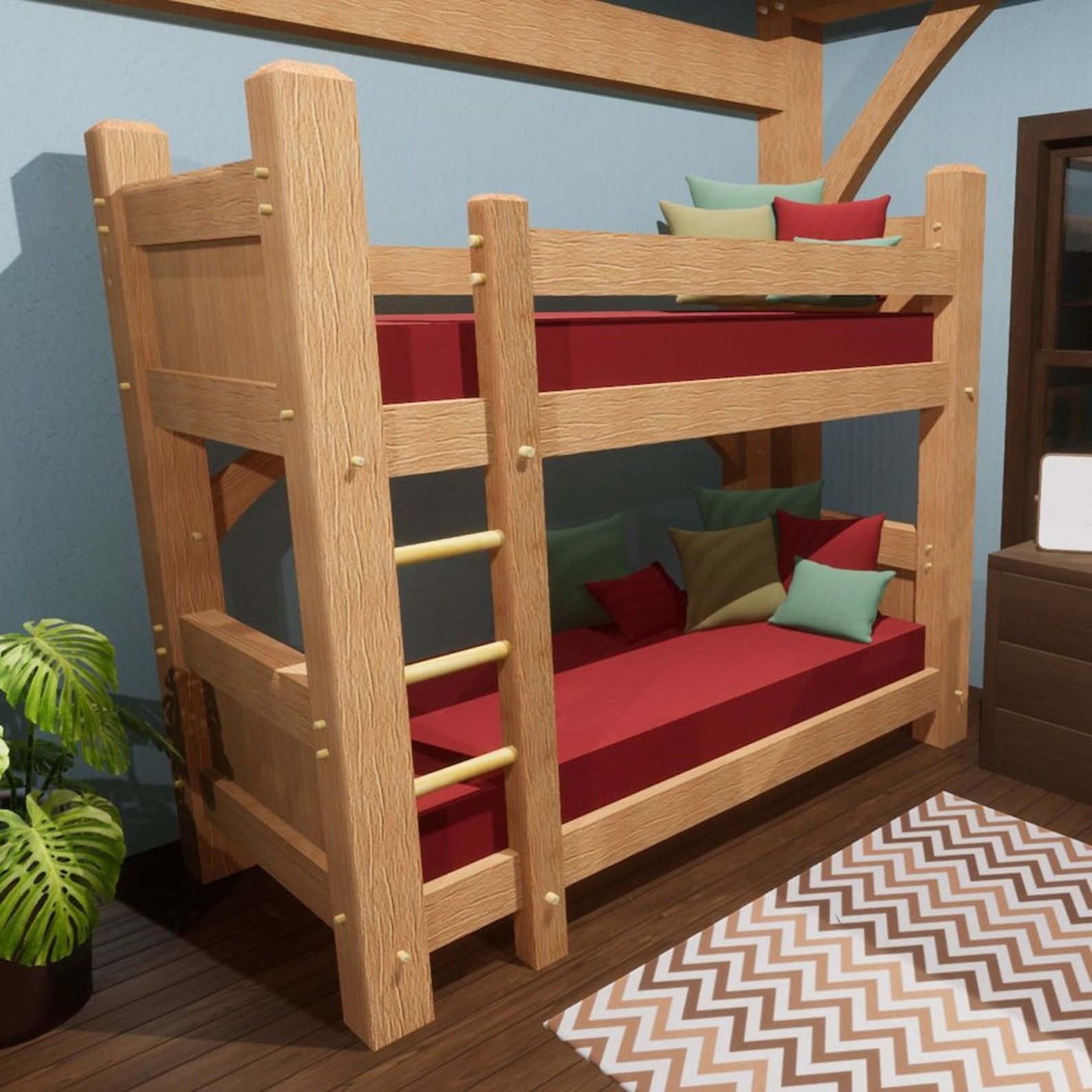 Timber Frame Bunk Bed Plan - Etsy