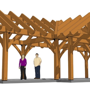 Three Gable Post and Beam Pavilion Plan - Etsy Canada
