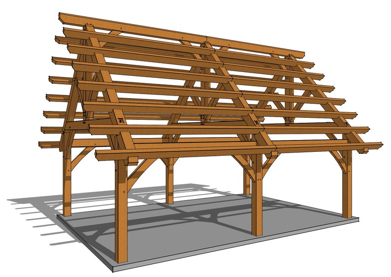 18x24 Timber Foot Timber Frame Pavilion Plan - Etsy