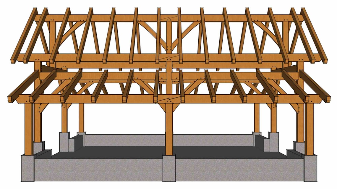 32×28 Timber Frame Monitor Barn - Etsy