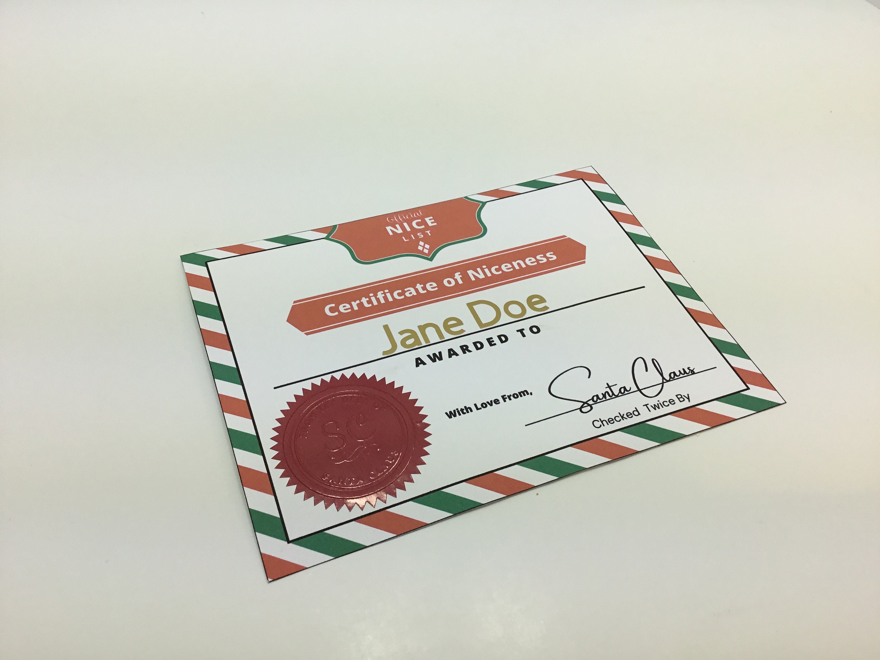Certificate of Niceness Nice List Northpole Elf Mail - Etsy