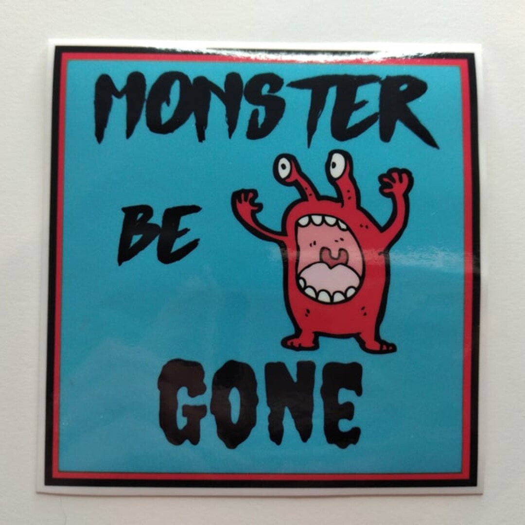 Monster Be Gone L Sticker L Monster Spray Label L Large L Blue - Etsy