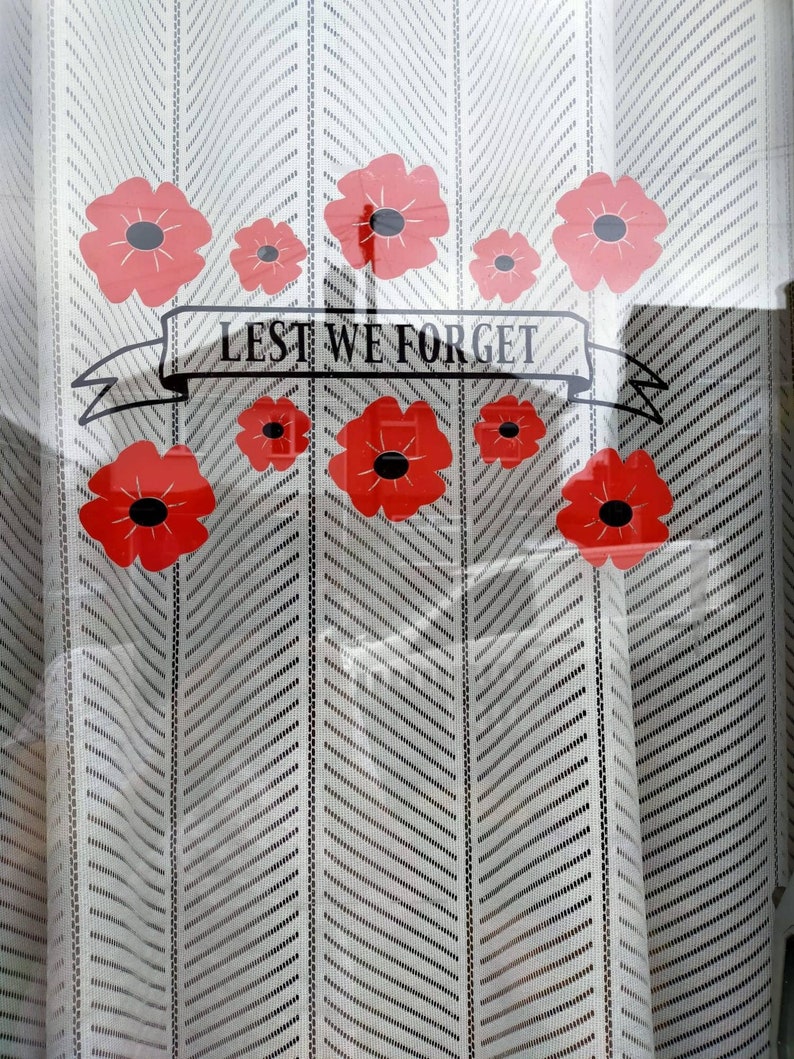 Lest We Forget Remembrance Sticker, Poppy Day Sticker, Poppy Window ...