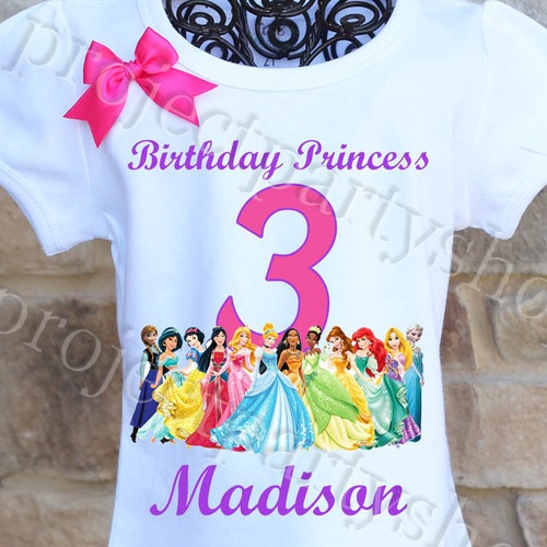 Disney Princess Birthday Shirtprincess Birthday Shirt Girls - Etsy