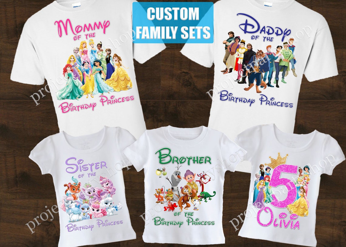 Disney Princess Family Birthday Shirts Disney Princesses - Etsy