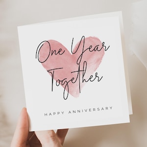 First Anniversary Card, 'one Year Together' - Anniversary Gift for ...