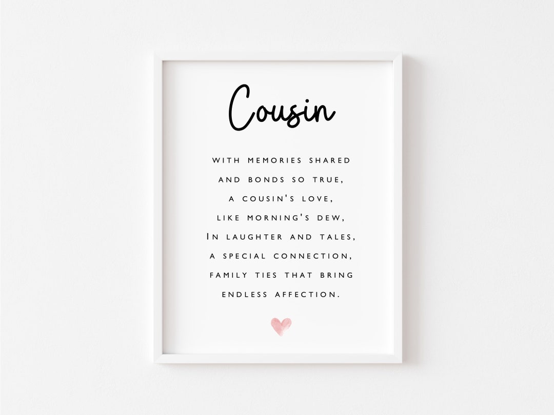 Cousin Poem Print - Etsy UK