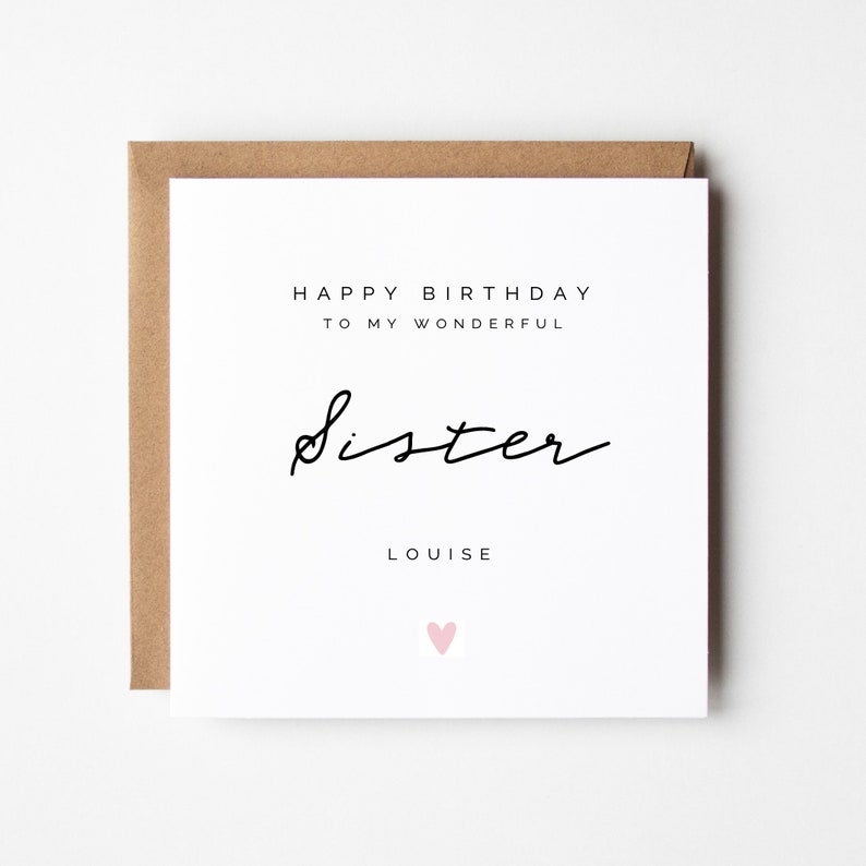 Personalised Sister Birthday Card Birthday Card Customised Etsy Uk