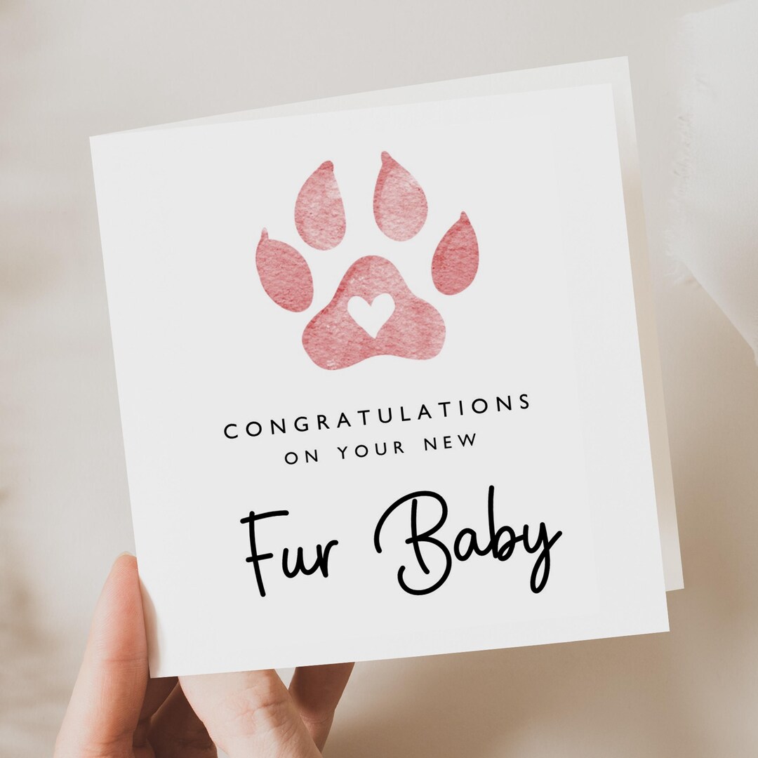 Congratulations on Your New Fur Baby Card – Welcome Puppy Card – New ...