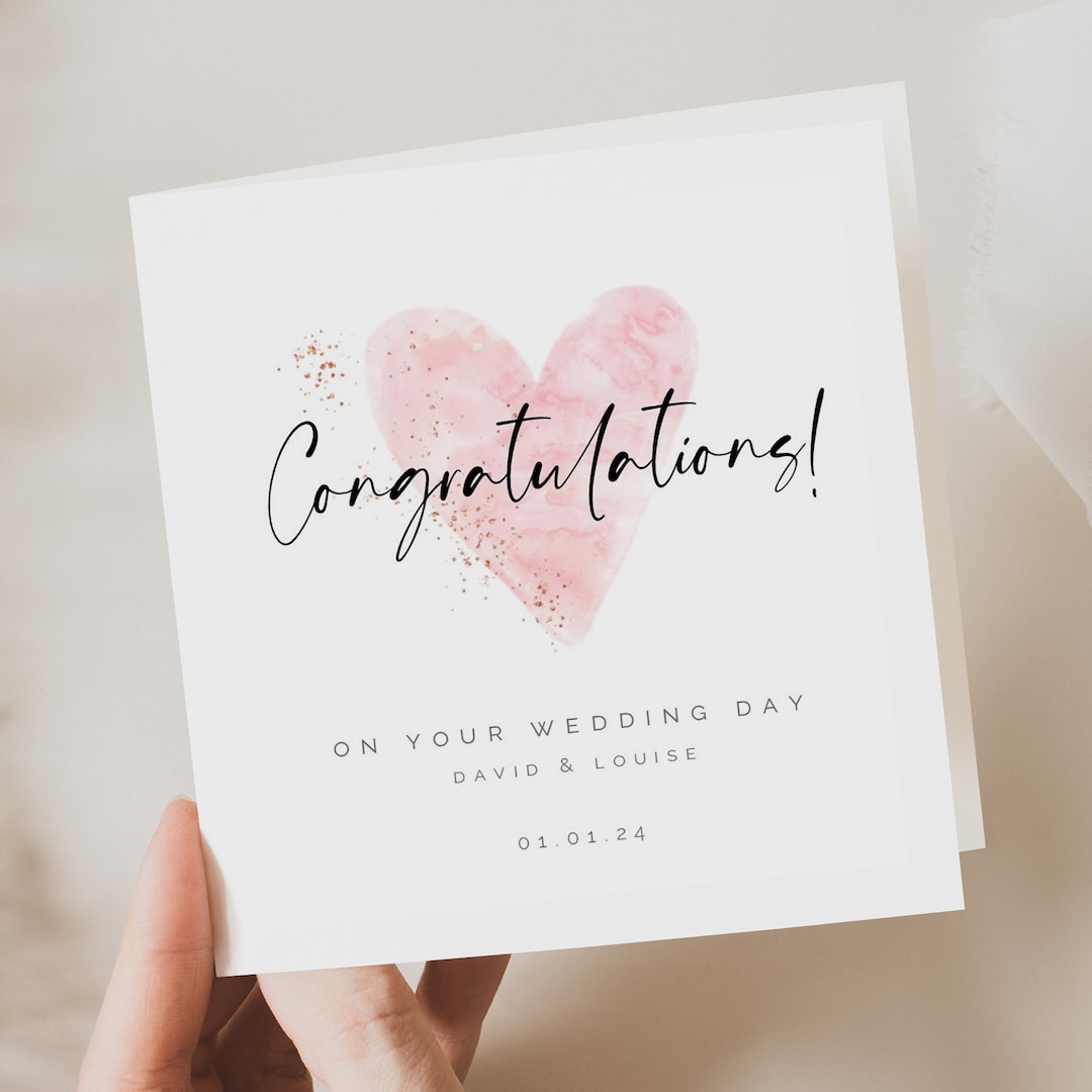 Personalised Wedding Day Card for Couple - Wedding Congratulations Card ...