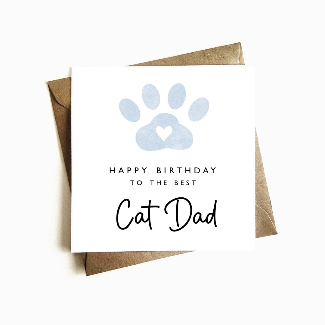Happy Birthday Card From the Cat Cat Dad Card Card From the Cat Cat Dad ...