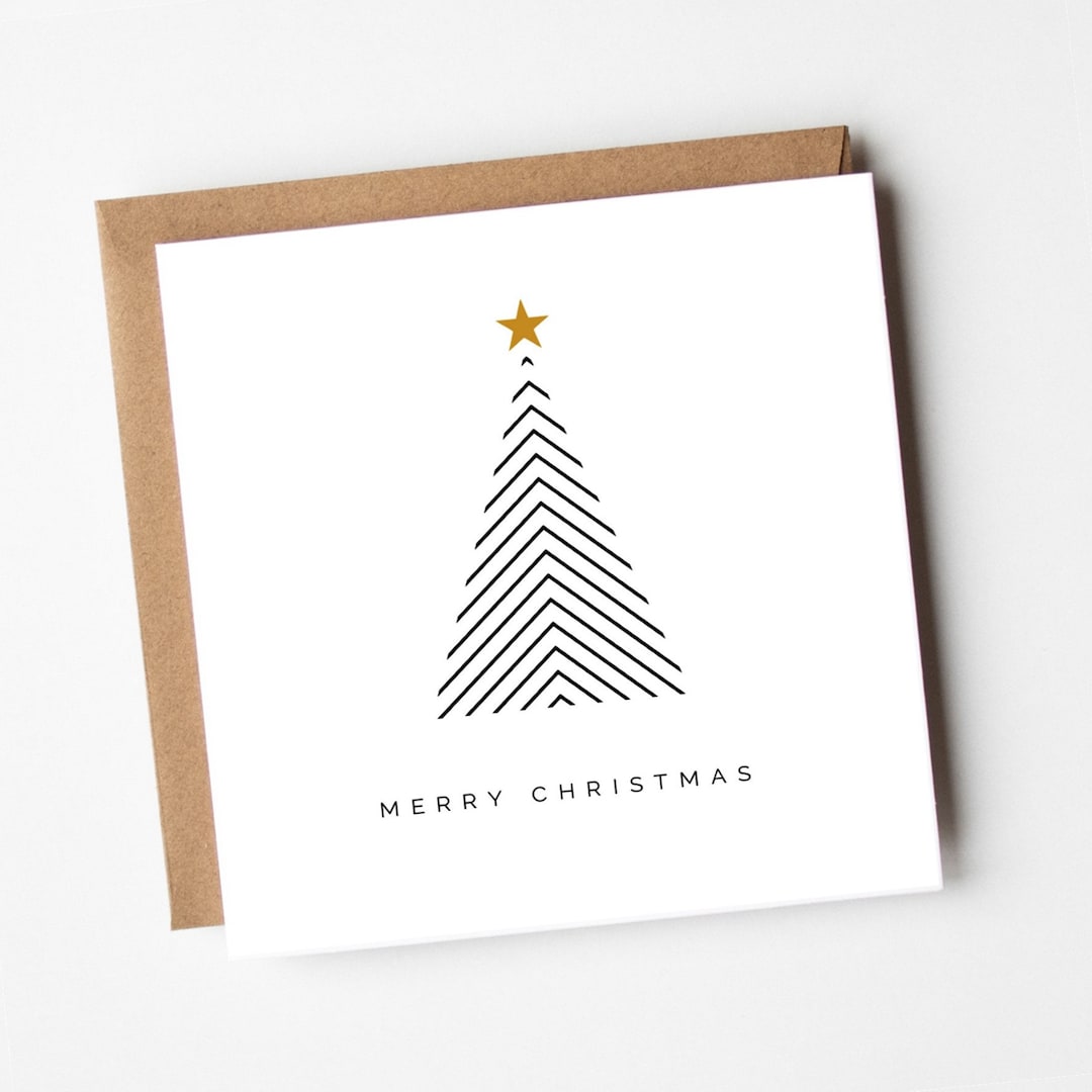 Minimalist Christmas Card Abstract Tree - Etsy UK