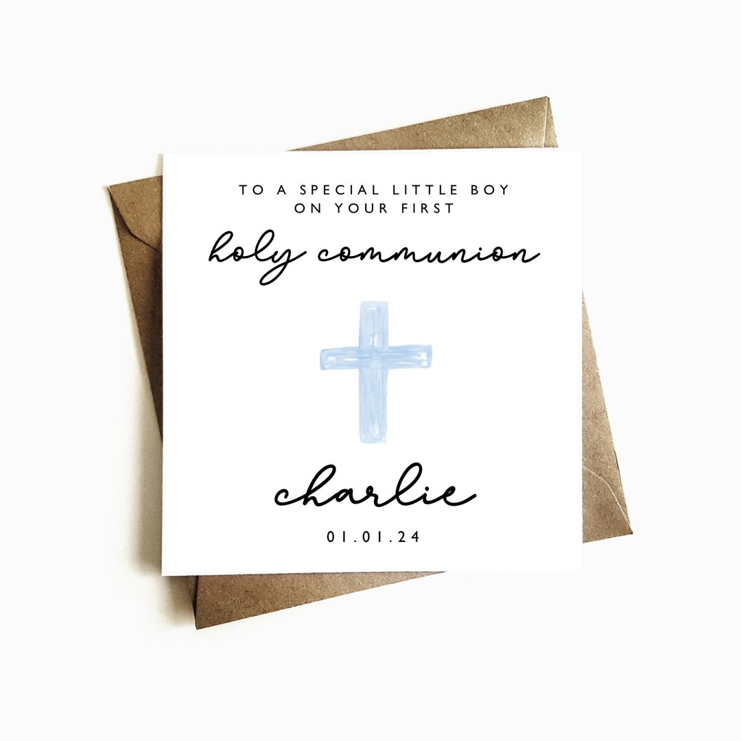 First Holy Communion Card for Boy Baby Boy Holy Communion Card 1st Holy ...