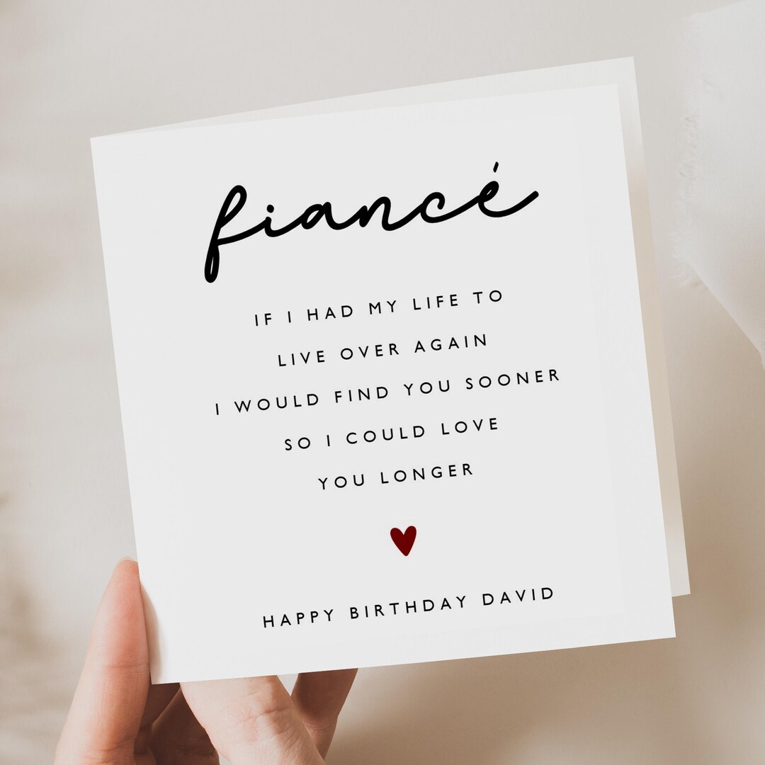 Personalised Birthday Card for Fiancé - Happy Birthday Fiancé - Fiancé ...