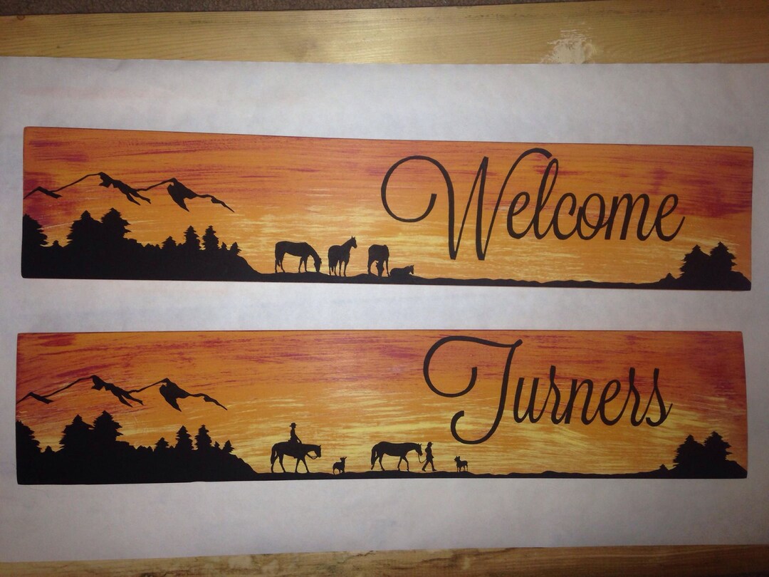 Custom Sunset Silhouette Welcome Signs - Etsy
