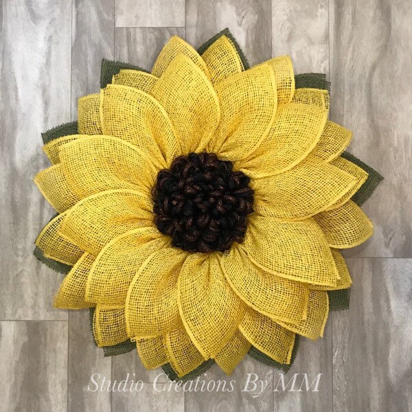 Burlap Sunflower - Etsy